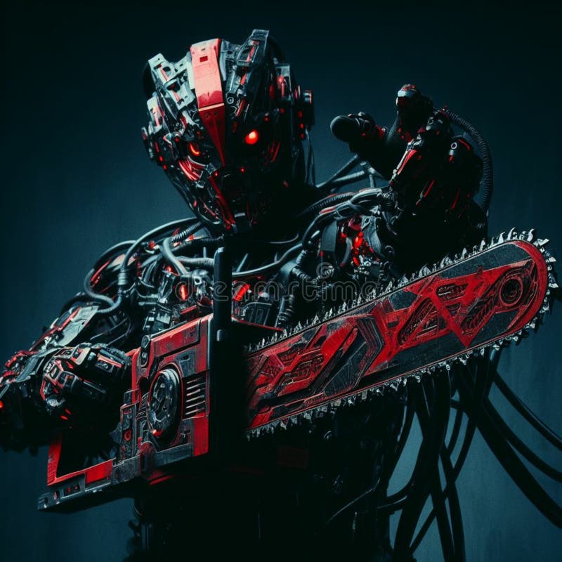 Illustration of a Modern, Evil and Scary Robot Stock Illustration ...