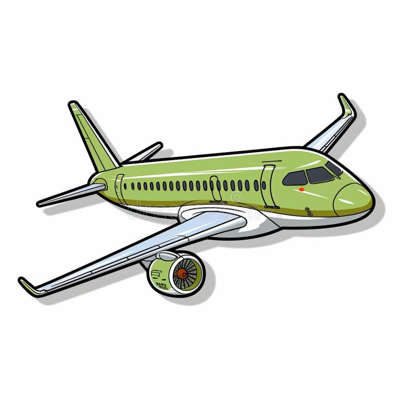 Illustration of a Modern Green Airplane with a Sleek Design. Stock ...
