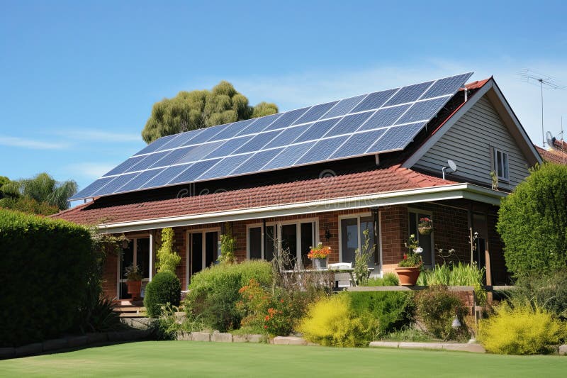 Illustration of a Modern Home with Solar Panels Stock Illustration ...