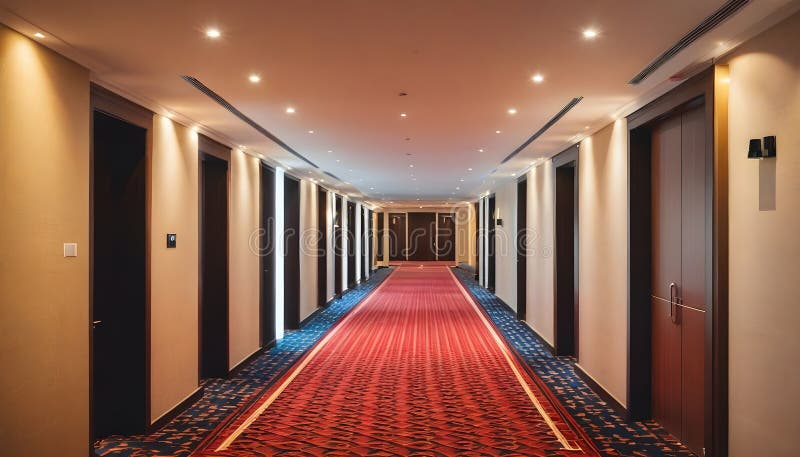 An Illustration of a Modern Hotel Corridor Stock Illustration ...