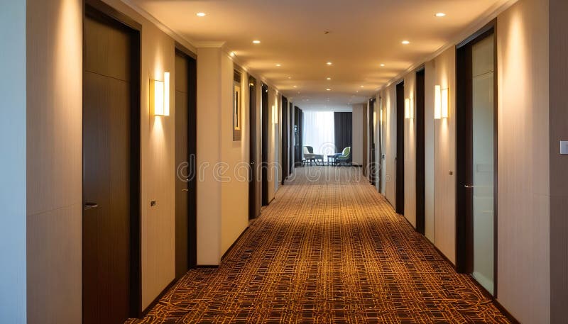 An Illustration of a Modern Hotel Corridor Stock Illustration - Illustration of concept ...