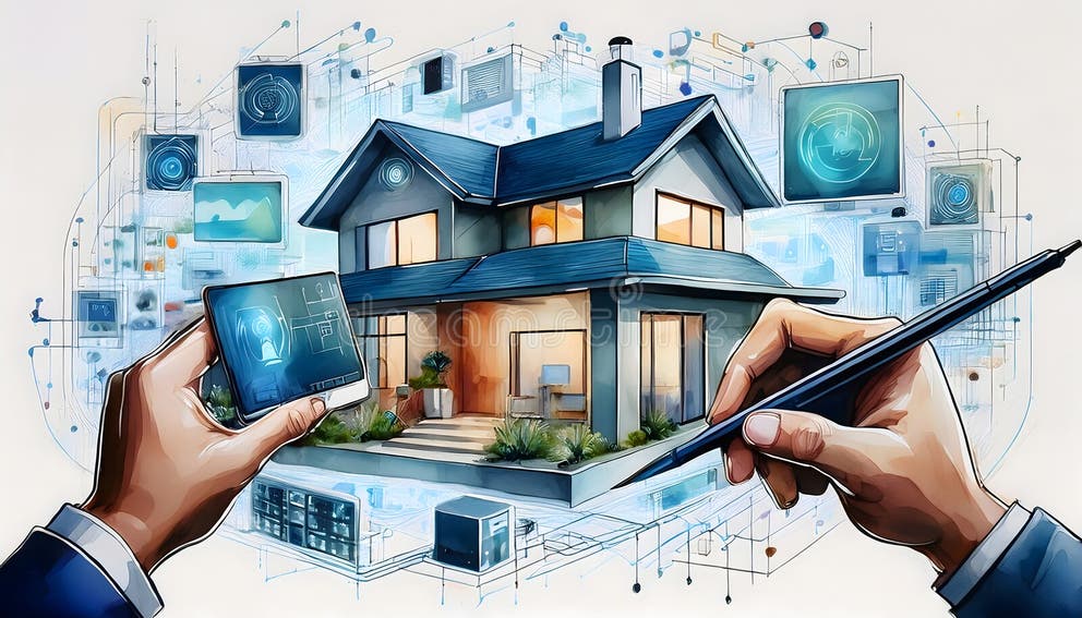 An Illustration of a Modern House Integrated with Smart Technology ...