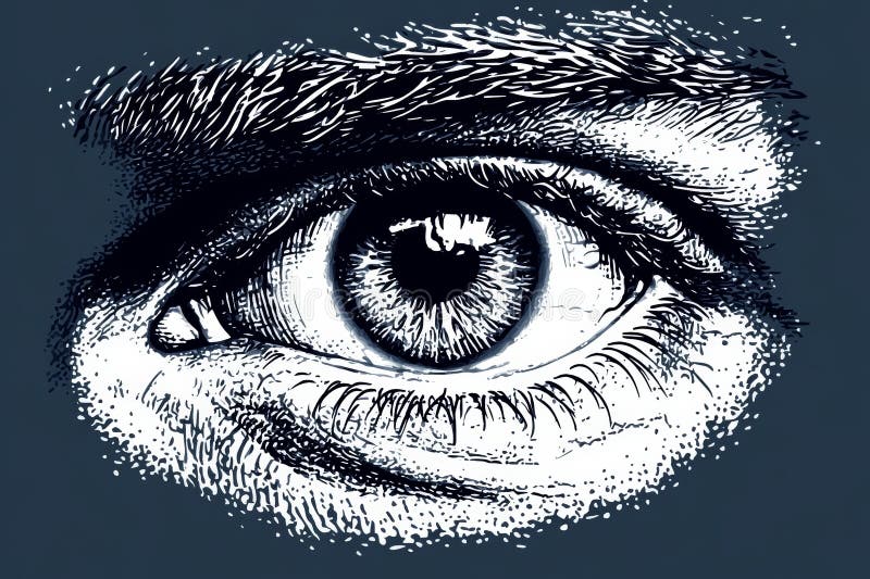 An Illustration of a Modern Human Eye Created Using Halftone Patterns ...