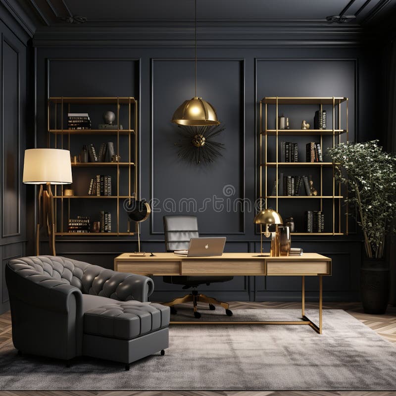 Illustration of Modern Interior Design for Home Office Interior Deta ...