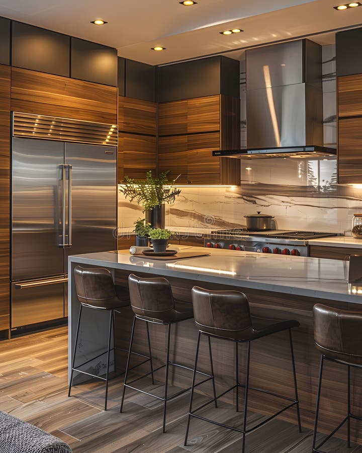 Illustration of a Modern Kitchen in Bright Tones. Looks Comfortable ...