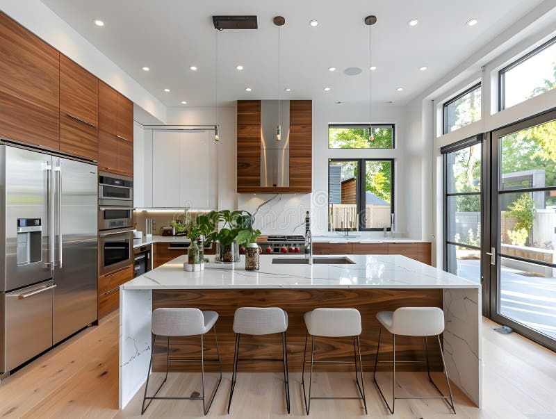 Illustration of a Modern Kitchen in Bright Tones. Looks Comfortable ...