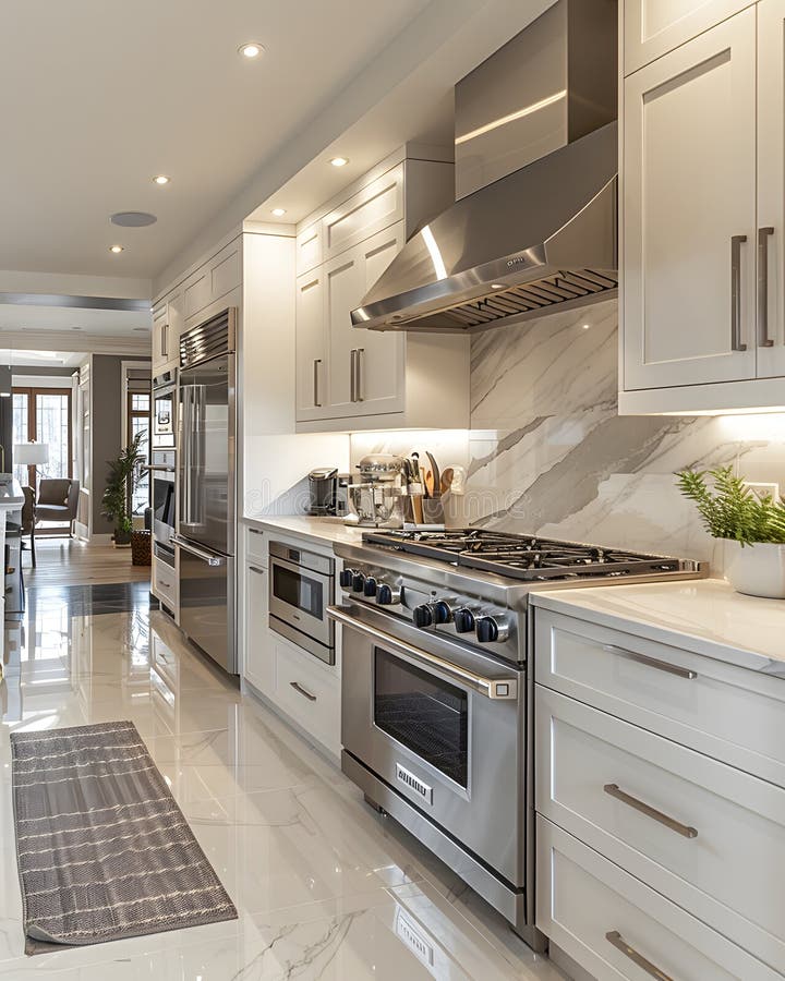 Illustration of a Modern Kitchen in Bright Tones. Looks Comfortable ...