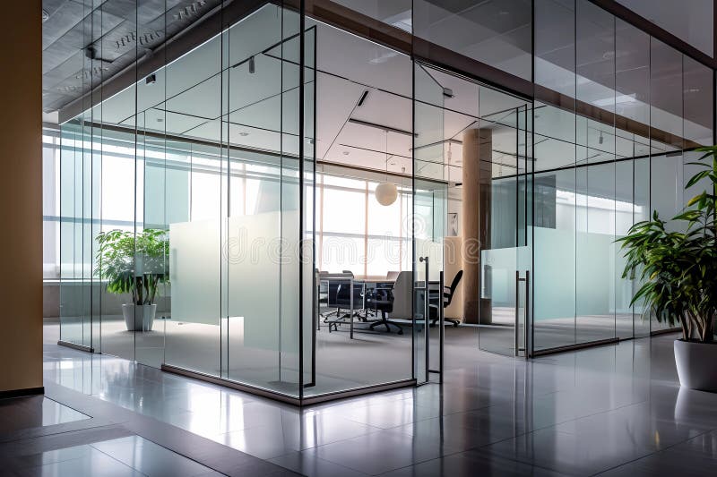 Illustration of Modern Light Office with Big Windows Created with ...