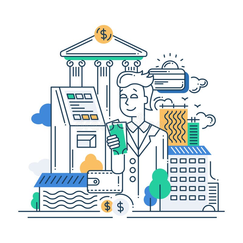Illustration of Modern Line Flat Design Make Money Stock Vector ...