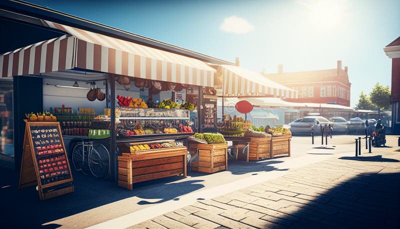 Modern Market Created with Generative AI Technology Stock Illustration ...