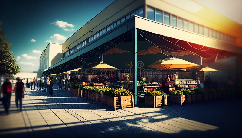 Modern Market Created with Generative AI Technology Stock Illustration ...