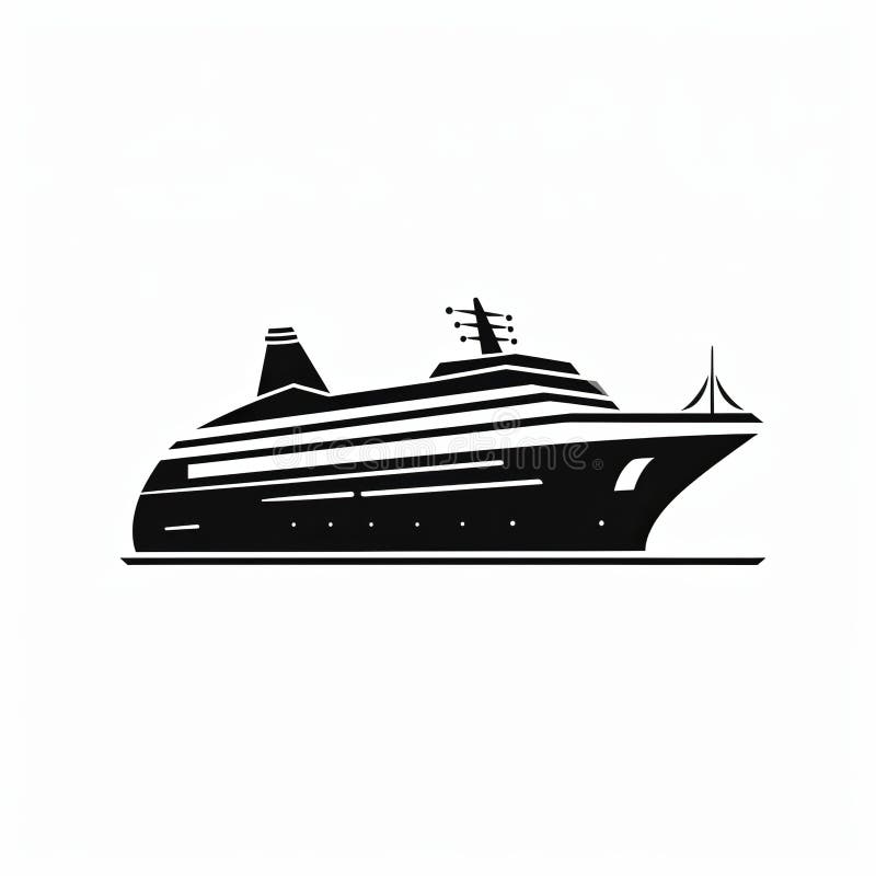 Illustration of Modern Minimalist Logo of a Cruise Ship Black ...