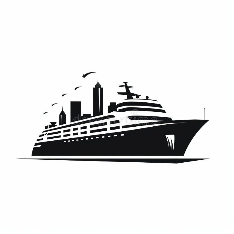 Illustration of Modern Minimalist Logo of a Cruise Ship Black ...