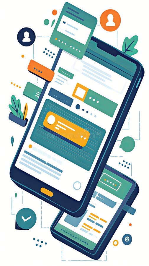 Illustration of Modern Mobile Applications with User-friendly Interface ...