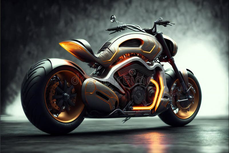 Modern Motorcycle Design Concept, Digital Illustration Painting Stock ...