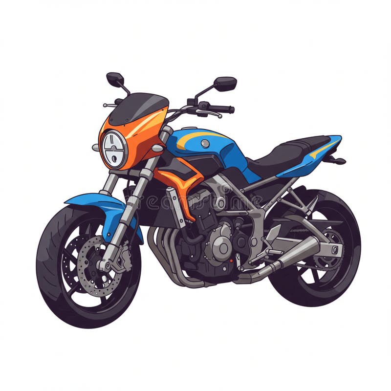 Illustration of a Modern Motorcycle Featuring a Dynamic Color Scheme of Blue and Stock ...