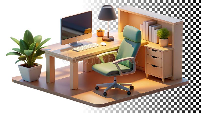 Modern Office Workspace Interior, Productive Work Desk Graphic Png ...