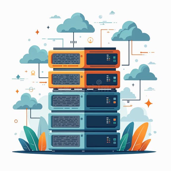 Illustration Modern Server Stack. Cloud Computing, Data Management ...