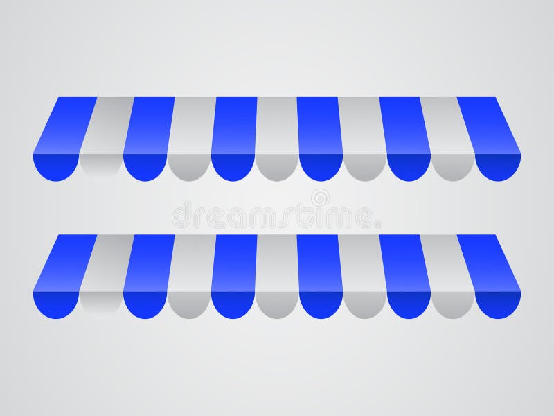 Illustration Modern Shop Canopy Vector Blue Store on Background Stock ...