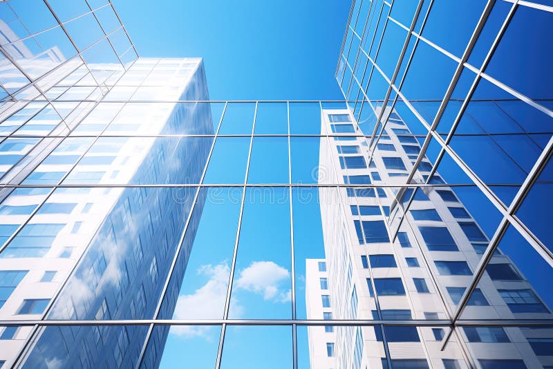 Illustration of a Modern Skyscraper with Windows Reflecting the Sky and ...