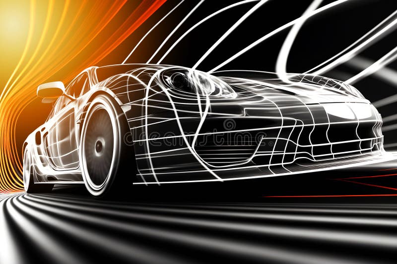 Illustration of a Modern Sport Car with Lines, Generative Ai ...