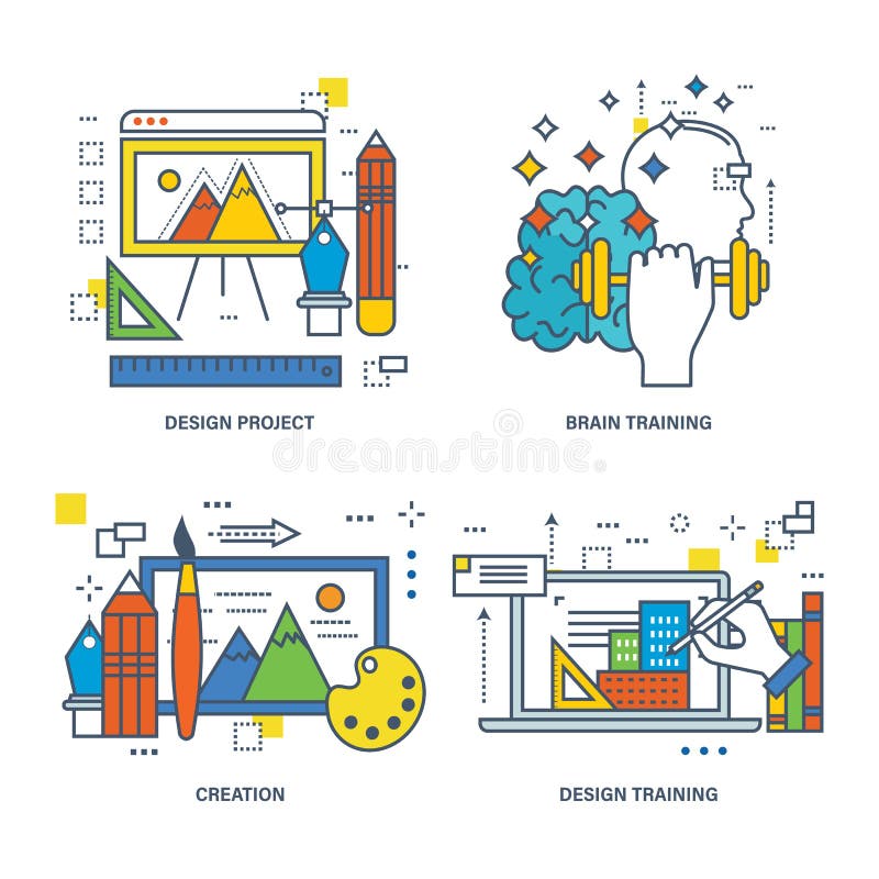 Illustration - Modern Training, Design and Project, Brain. Stock Vector ...
