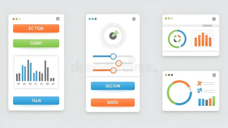 UI Design Mobile App Dashboard with Charts and Data Stock Illustration ...