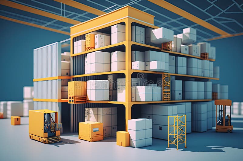 Illustration of Modern Warehouse with Automated Goods Movement System ...