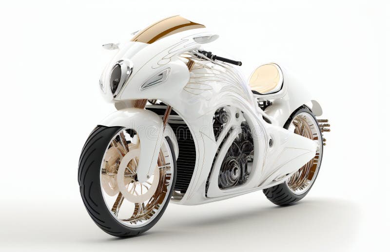 Modern White Motorcycle, Digital Illustration Painting, 3d Rendering ...