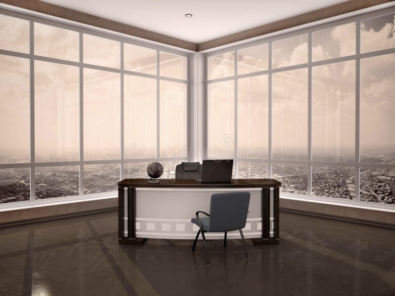 Illustration of Modern Workplace in the Office with Windows a Stock ...