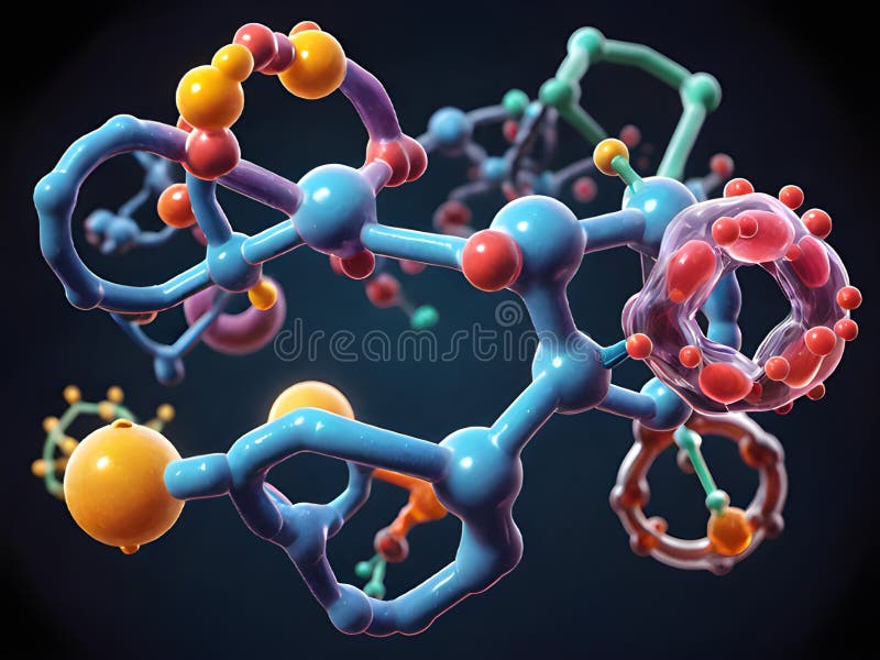 Illustration of a Molecular Structure Stock Illustration - Illustration ...