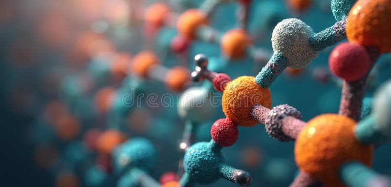 Illustration Molecular Structure. Macro Shot of Atoms Linked by ...