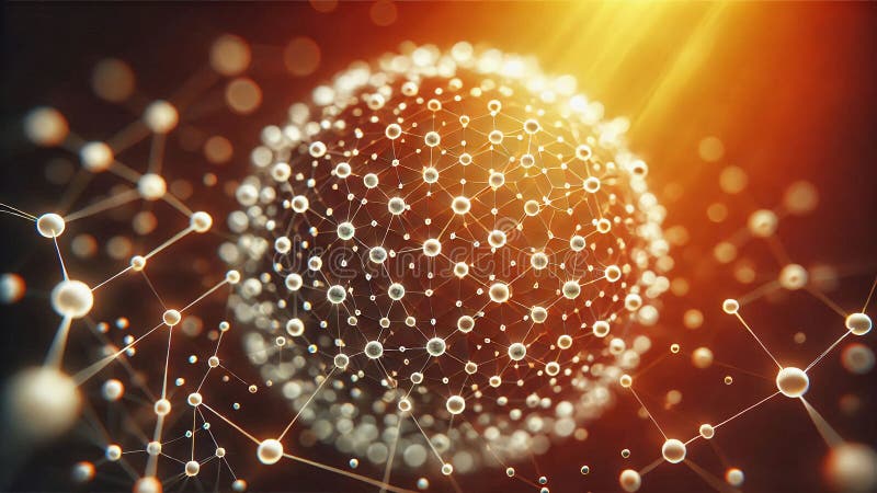 Abstract Molecular Structure with Futuristic Orange Background Stock ...