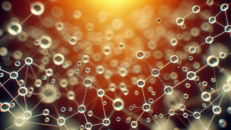 Abstract Molecular Structure with Futuristic Orange Background Stock ...