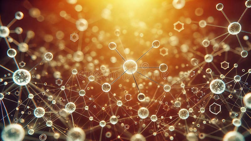 Abstract Molecular Structure with Futuristic Orange Background Stock ...