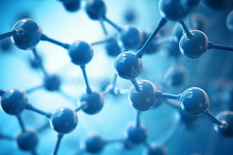 Illustration of Molecules on Blue Background. Generative AI Stock ...