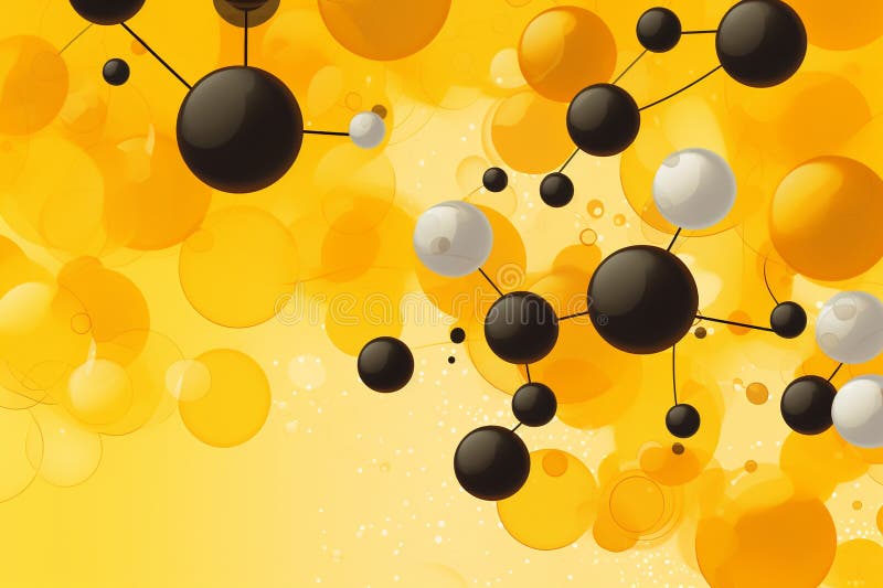 Illustration of Molecules on Yellow Background. Generative AI Stock ...