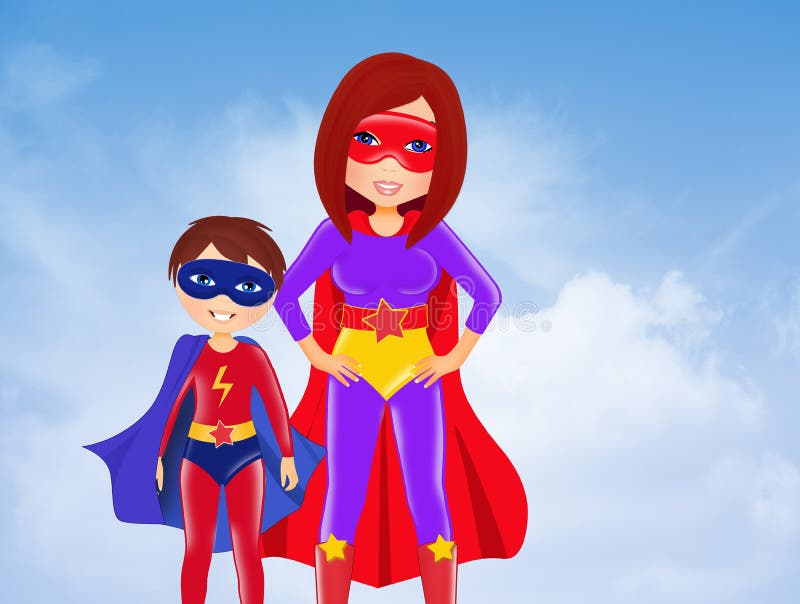 Mom with superhero costume stock illustration. Illustration of strong ...