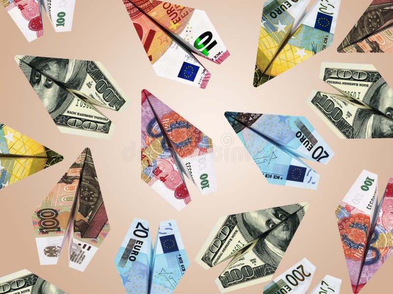 Illustration Money Airplane Fly on Isolated White Background Stock ...