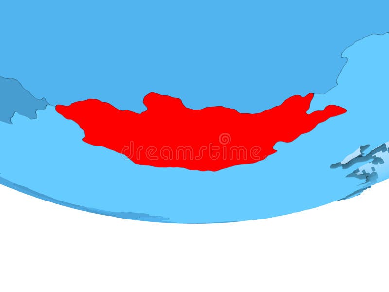 Mongolia in Red on Blue Map Stock Illustration - Illustration of ...