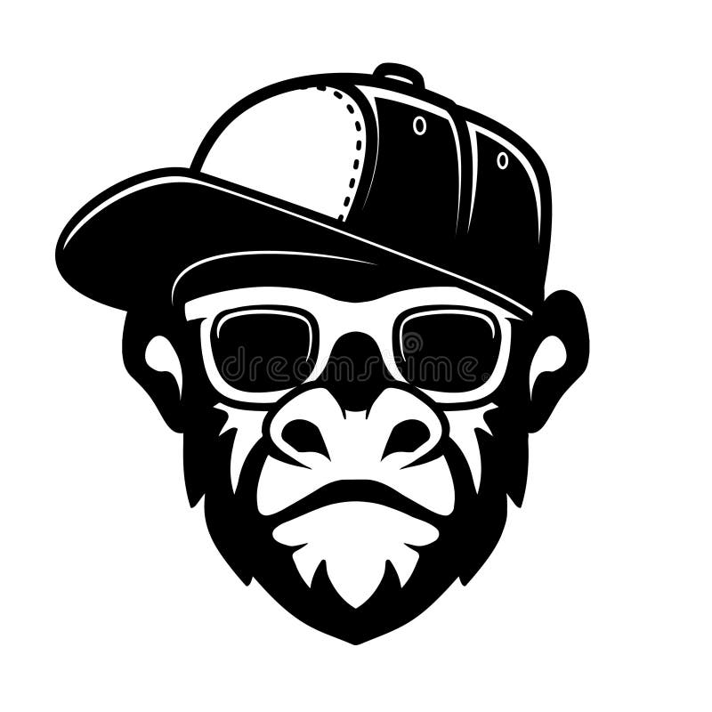 Illustration of Monkey in a Cap. Design Element for T Shirt, Poster ...