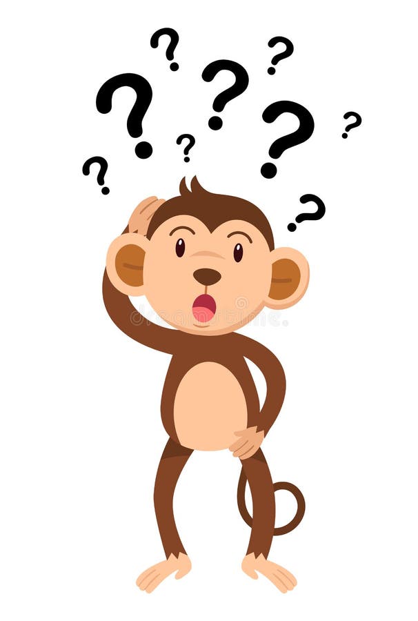 Illustration of Monkey Thinking with Question Marks Stock Vector ...