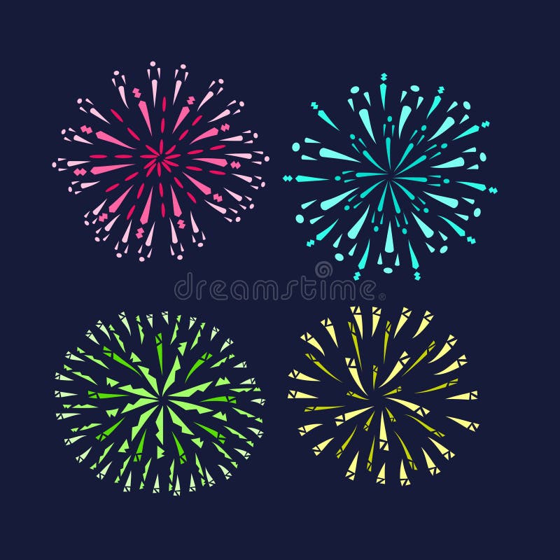 Illustration of Monochrome Fireworks Set Stock Vector - Illustration of element, celebration ...