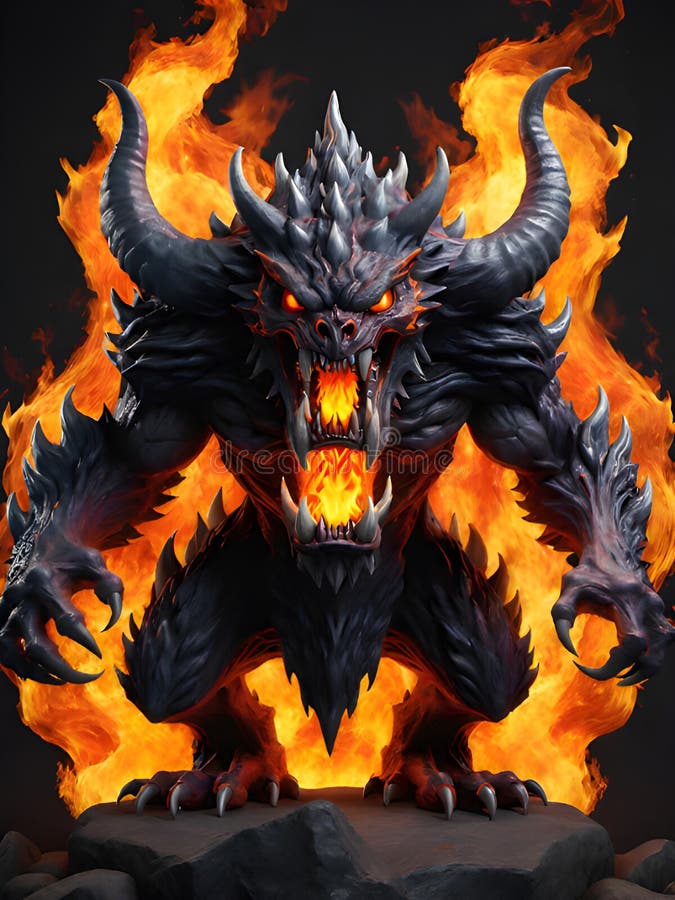 Illustration of a Monster with Burning Fire Stock Illustration ...