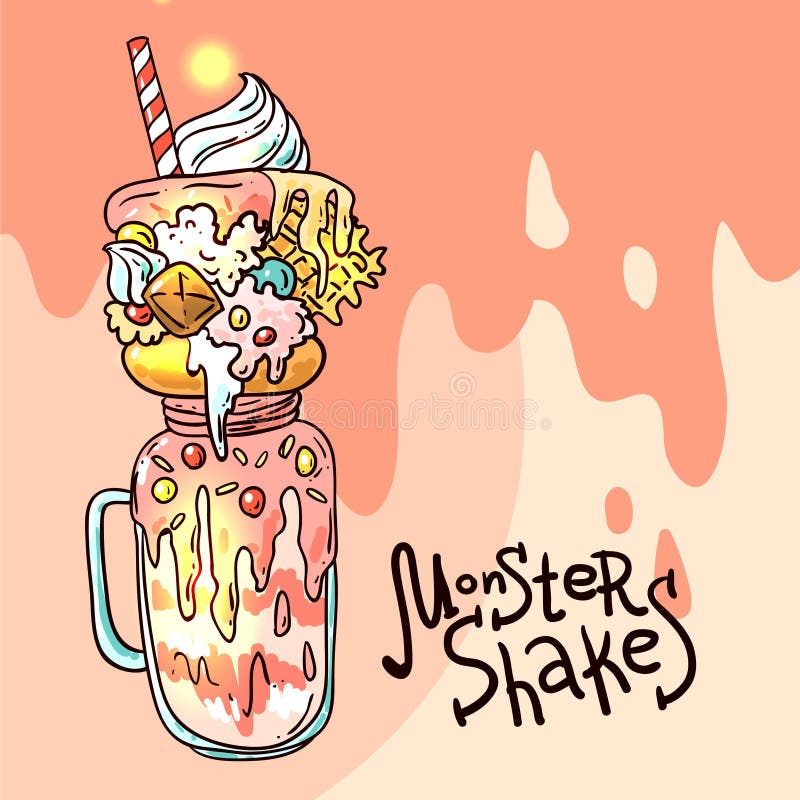 Illustration monster shake stock vector. Illustration of cold - 92702397