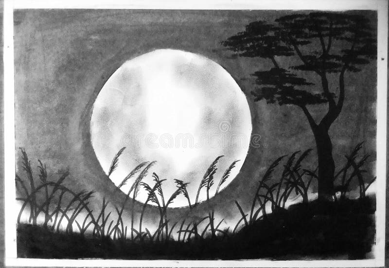 Illustration Moon Light, Drawing by Hand Stock Illustration ...