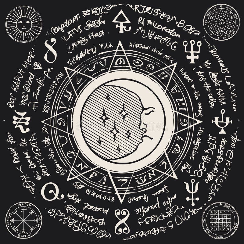 Illustration of the Moon in an Octagonal Star Stock Vector ...