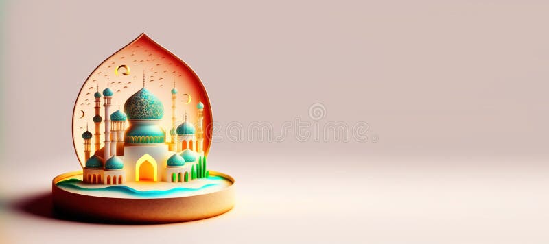 Illustration of Mosque for Eid Ramadan Islmic Celebration Banner with ...