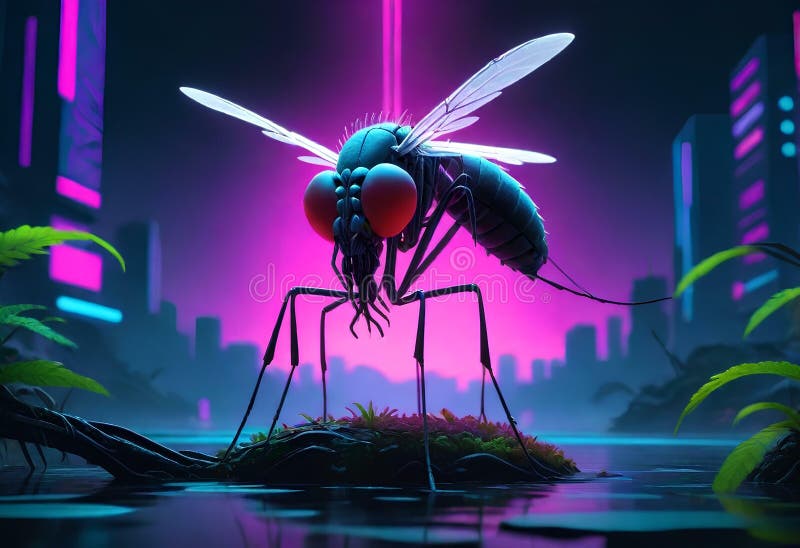 Illustration of a Mosquito in Hyperfocus Stock Image - Image of drawing ...