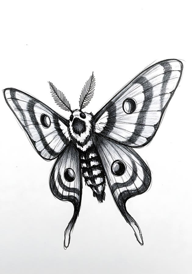 Illustration of a Moth Featuring a Symmetrical Design with Detailed ...